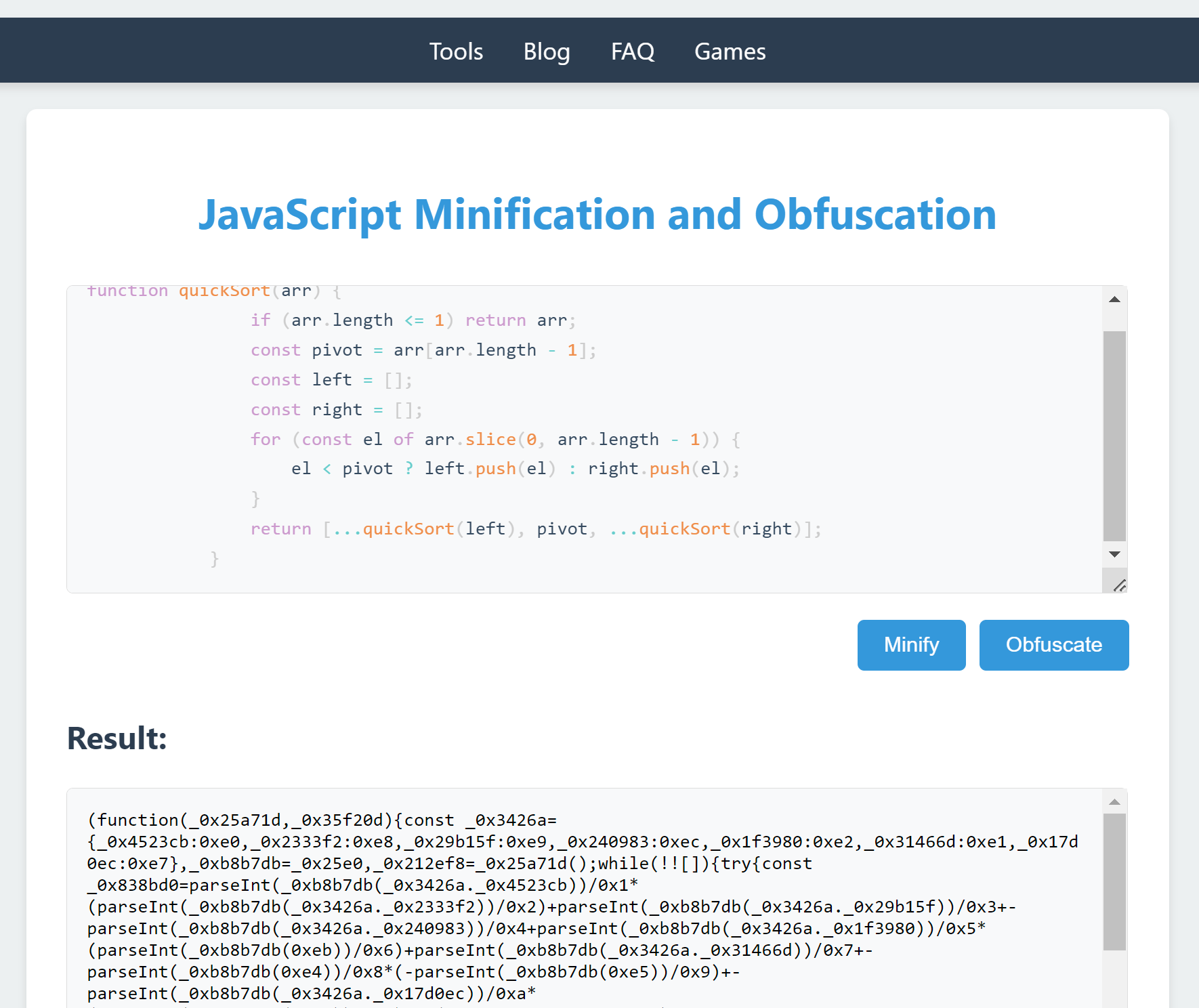 JavaScript Minification and Obfuscation Tools